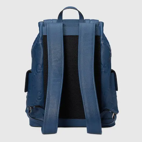 Gucci Jumbo Gg Backpack Gg Leather - Blue Leather | Editorialist
